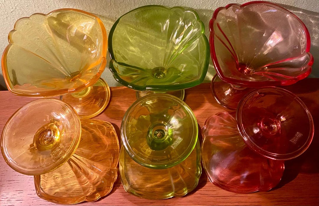 Vintage Rastal Tulip Green, Yellow, and Pink Collectable Dessert ...