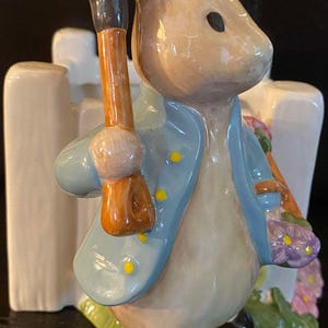 Vintage Beatrix Potter Peter Rabbit Ceramic Planter White Fence ...