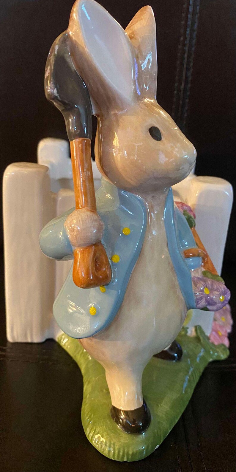 Vintage Beatrix Potter Peter Rabbit Ceramic Planter White Fence ...