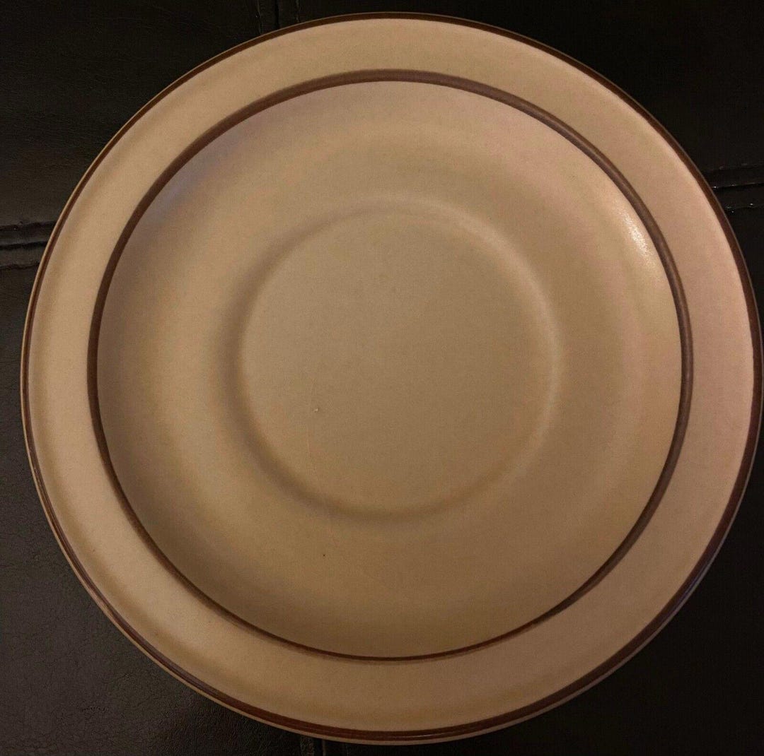 Vintage Set of Dinner Plates - Elegant Tan With Brown Accents - Etsy