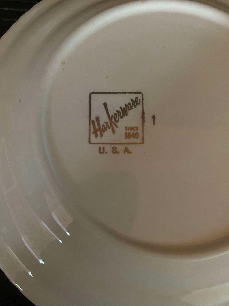 Set of 6 Harker Pottery Company Vintage 22 Kt Gold Trim Snack Plates 6 ...