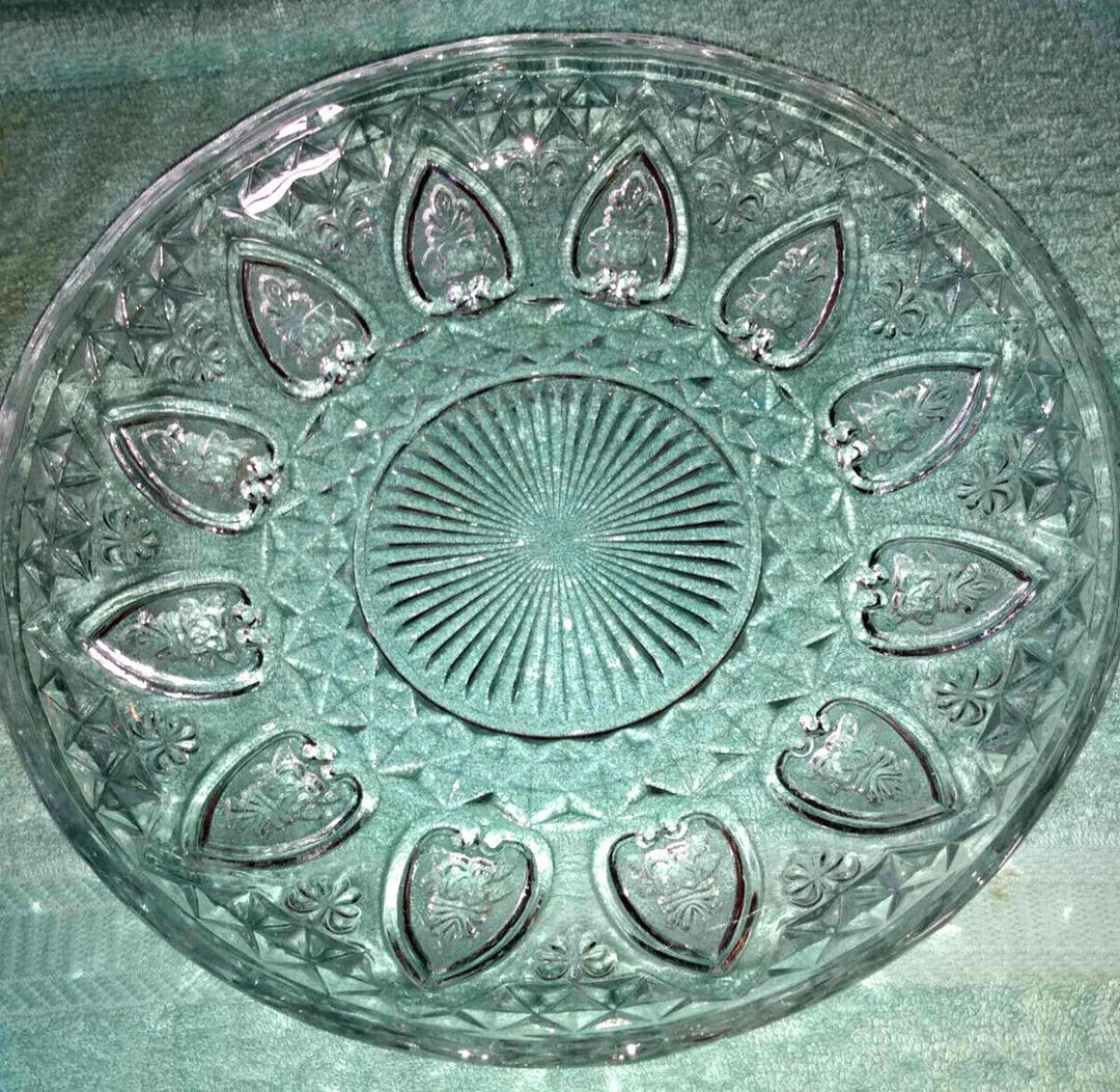 Vintage Crystal Pressed Glass Platter/serving Dish Made in Malaysia! - Etsy