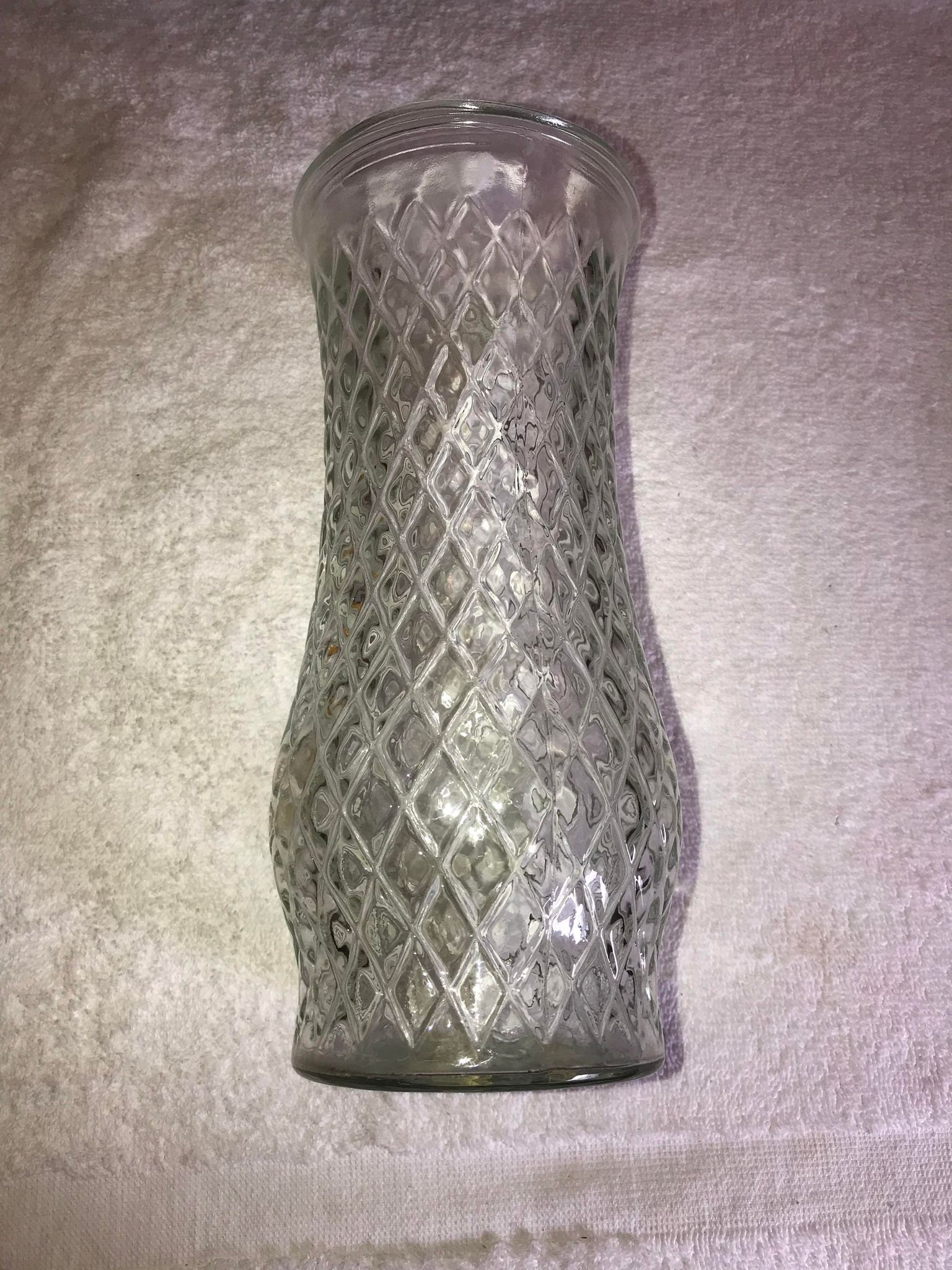 Vintage Diamond Pattern Vase Clear Pressed Glass 9 1/2 Tall CFG - Etsy
