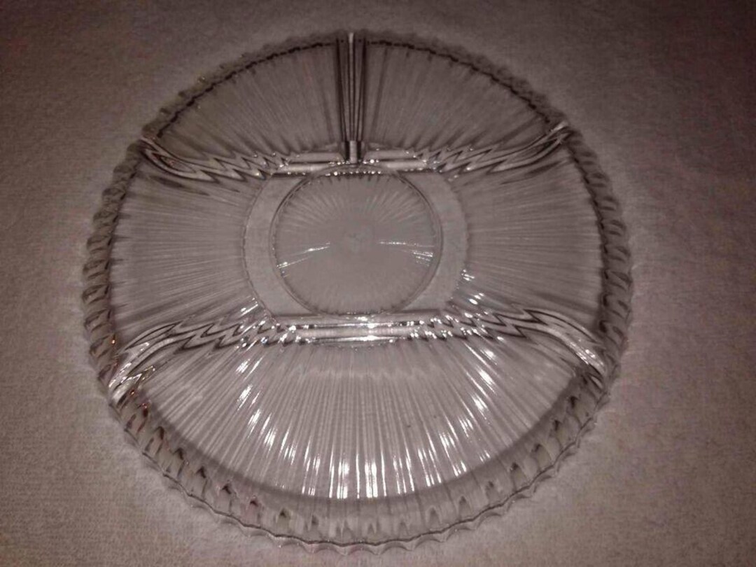Vintage Indiana Crystal Glass Round Divided Serving Tray/platter! - Etsy