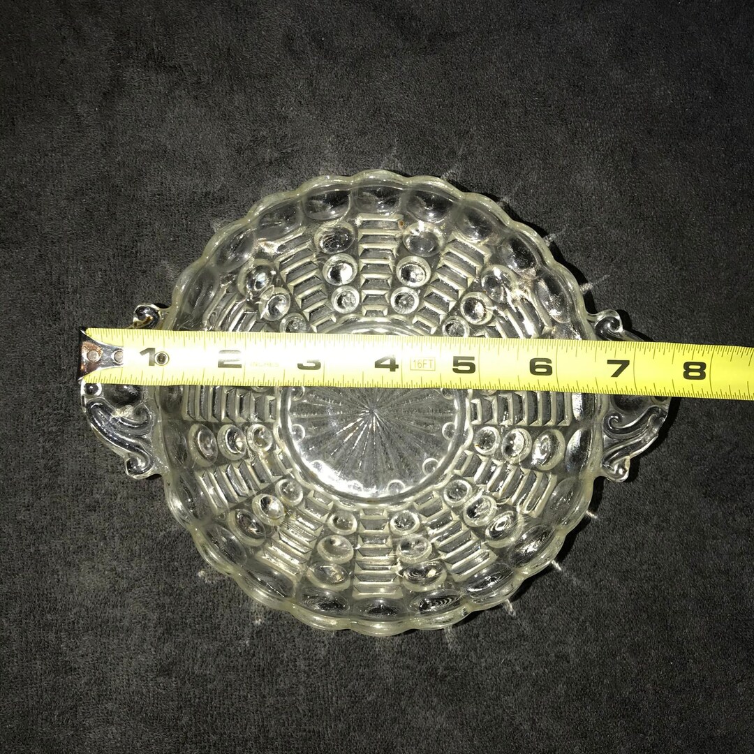 Vintage Anchor Hocking Handled Crystal Bubble Bowl With Staircase and ...