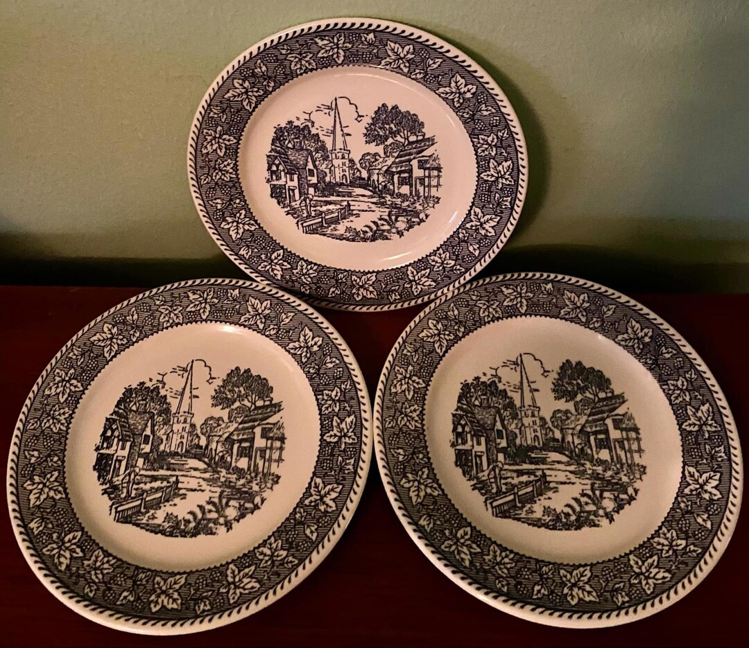 Vintage Homer Laughlin Shakespeare Pottery Country Blue Salad Plates - Etsy