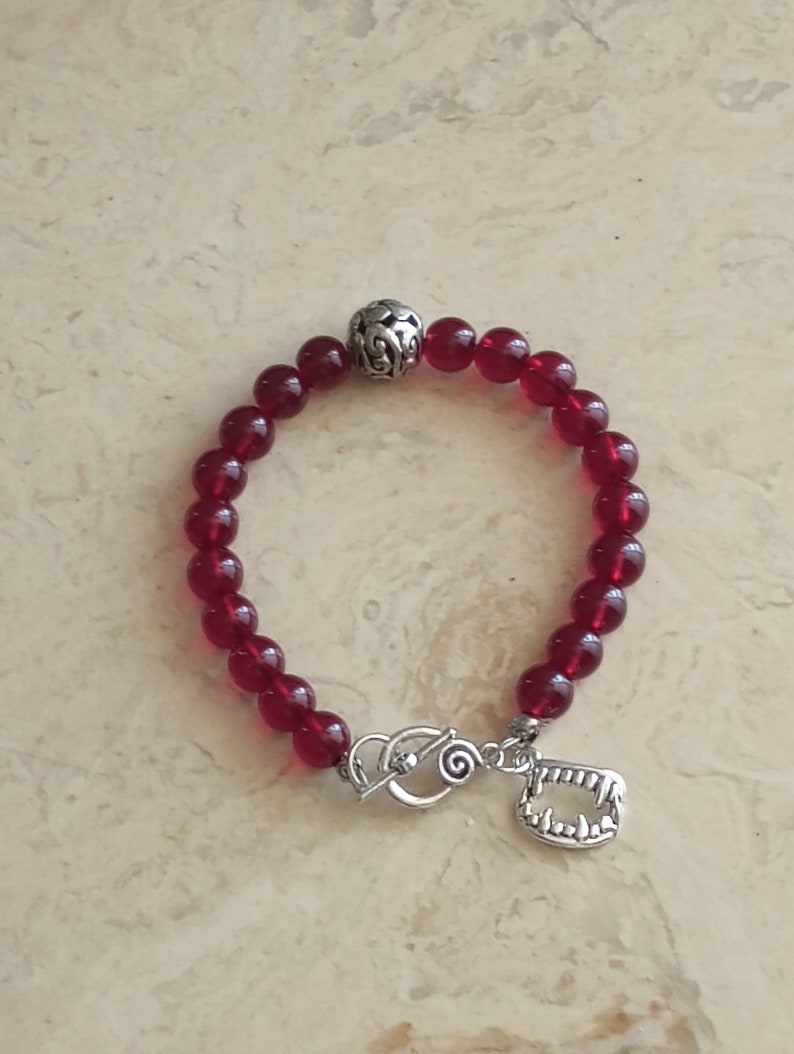 Vampire Blood Red Gothic Beaded Bracelet With Fillgree Beads - Etsy