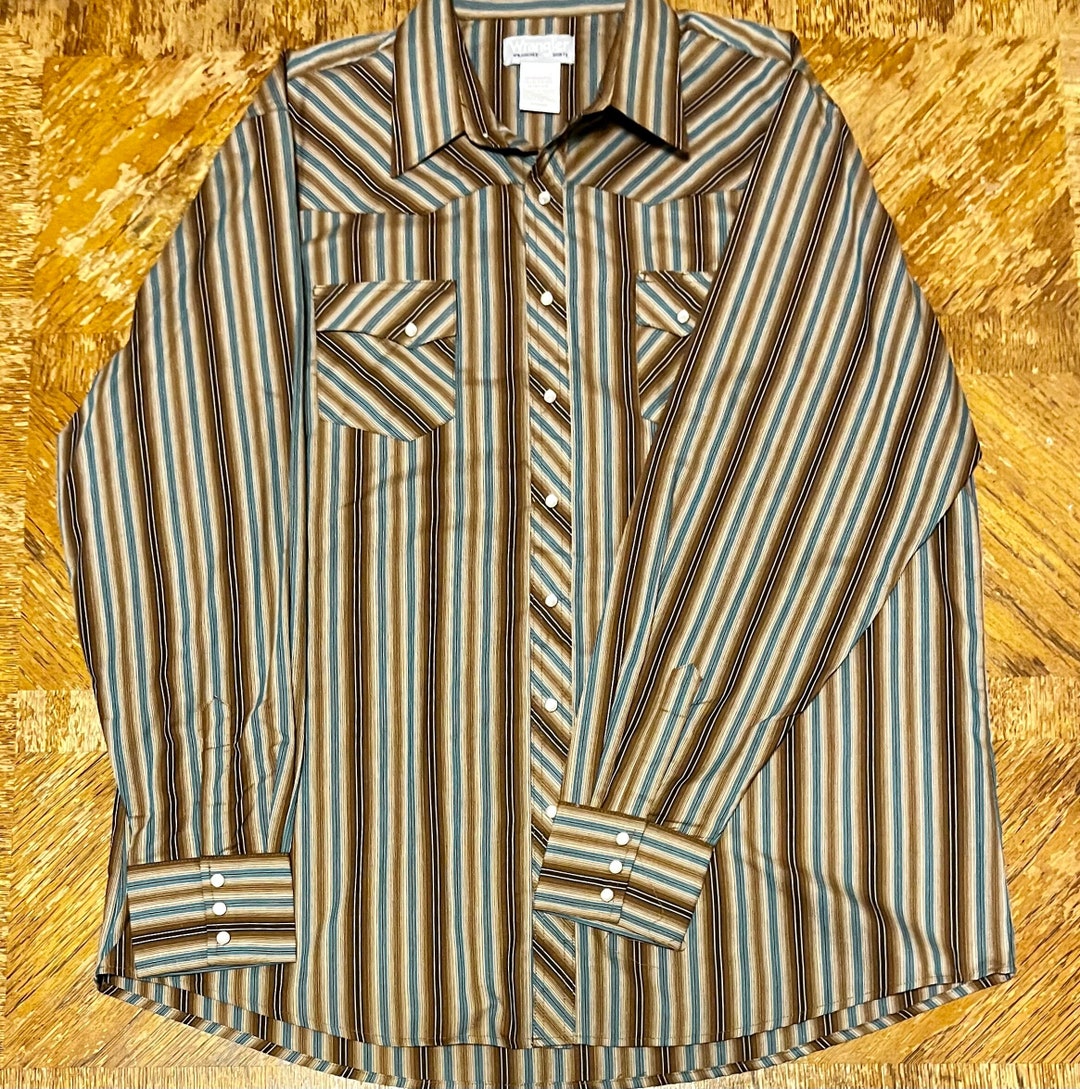 VINTAGE Wrangler—striped Vintage Western Shirt—2x—cowboy Retro Rodeo ...
