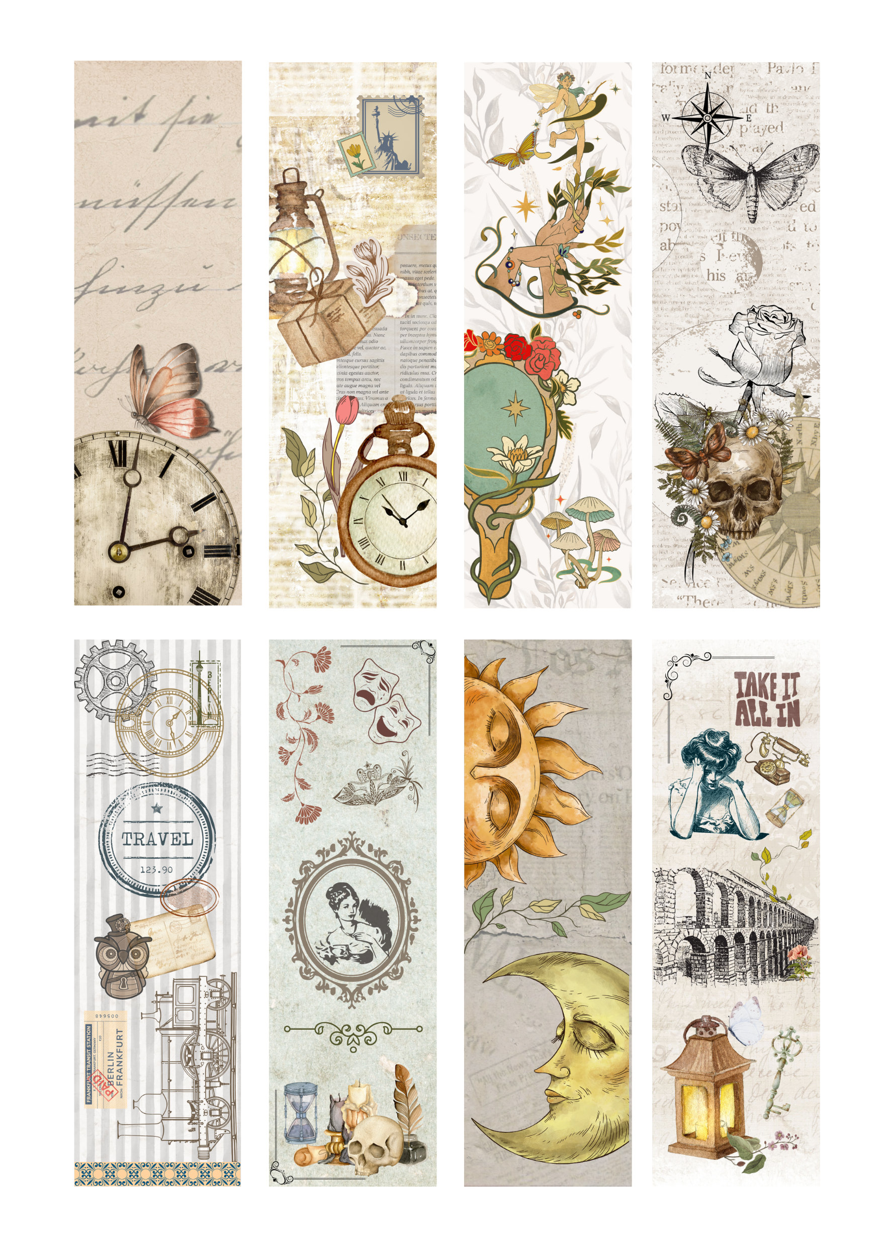 Vintage Bookmark Ephemera, PNG, Printable Bookmarks, Unique Bookmarks ...