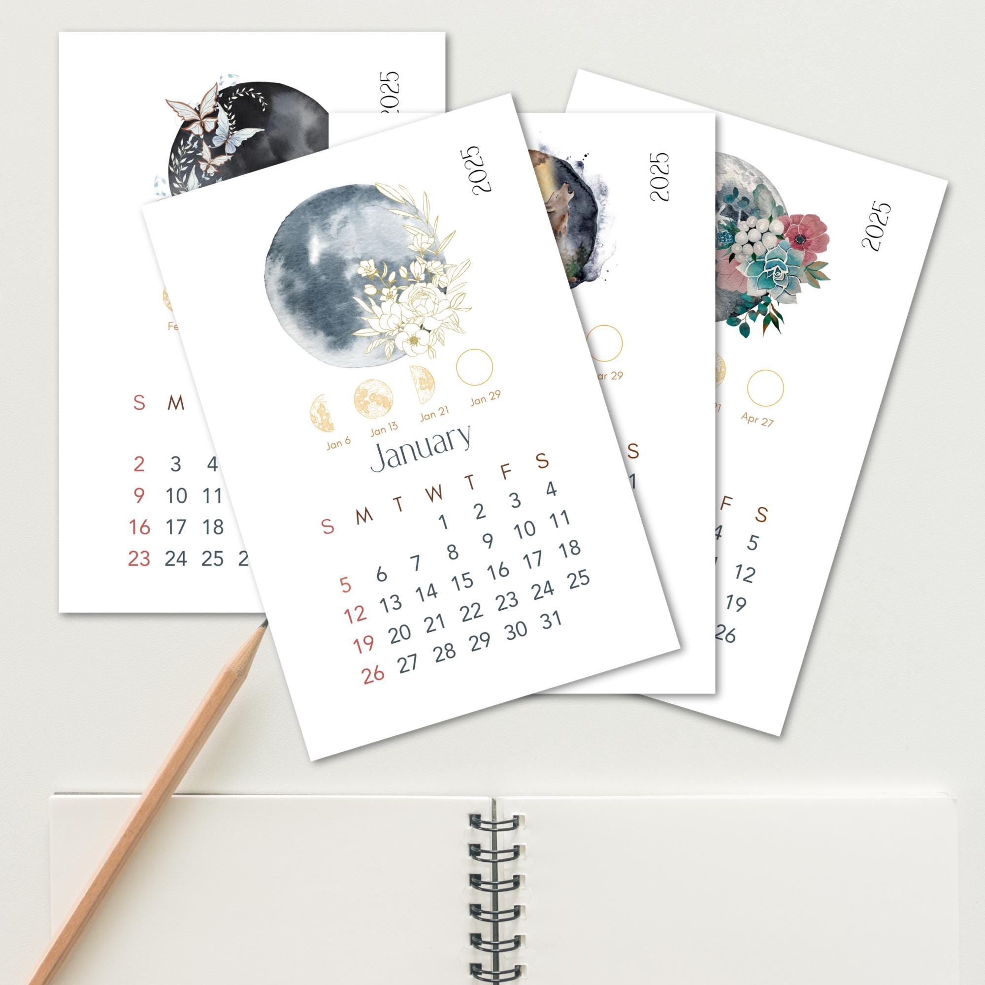 Lunar Calendar 2025, 2025 Calendar Printable, PDF Calendar 2025, Desk ...