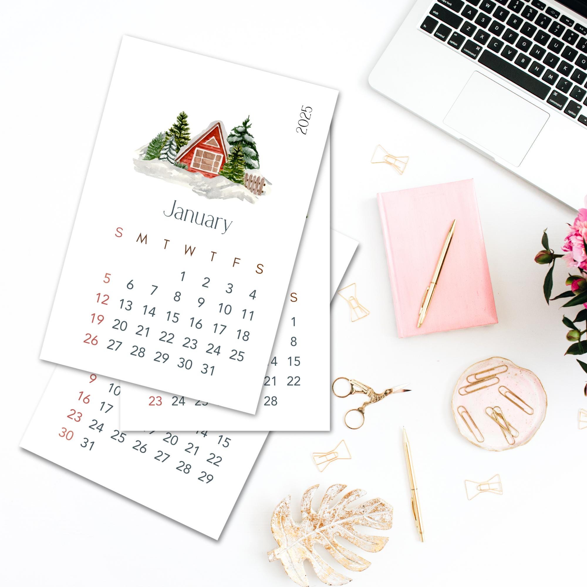 2025 Calendar, 2025 Calendar Printable, Desk Calendar 2025, Wall ...