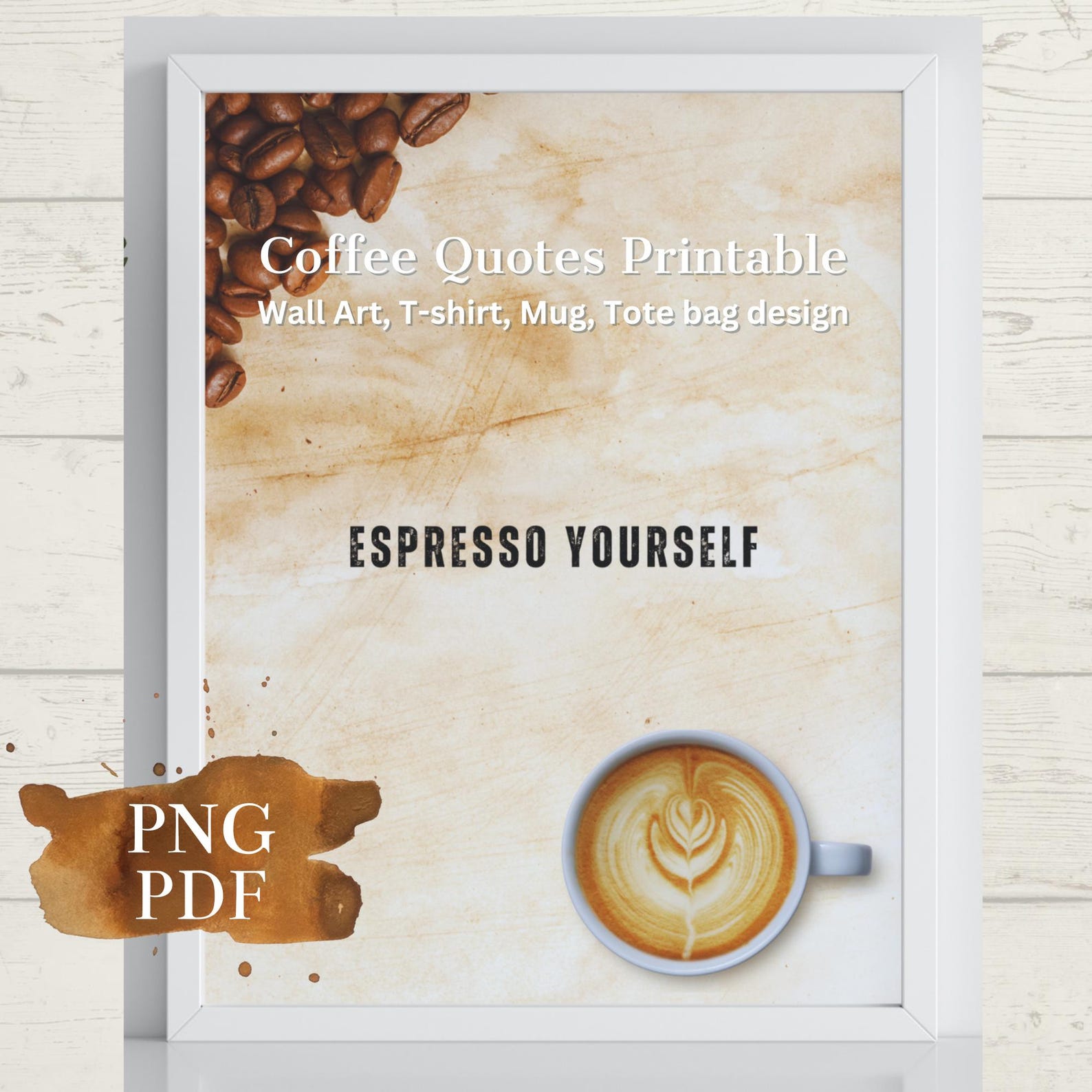 Coffee Wall Art 2 Font Design Printable, Coffee Art in PNG PDF ...