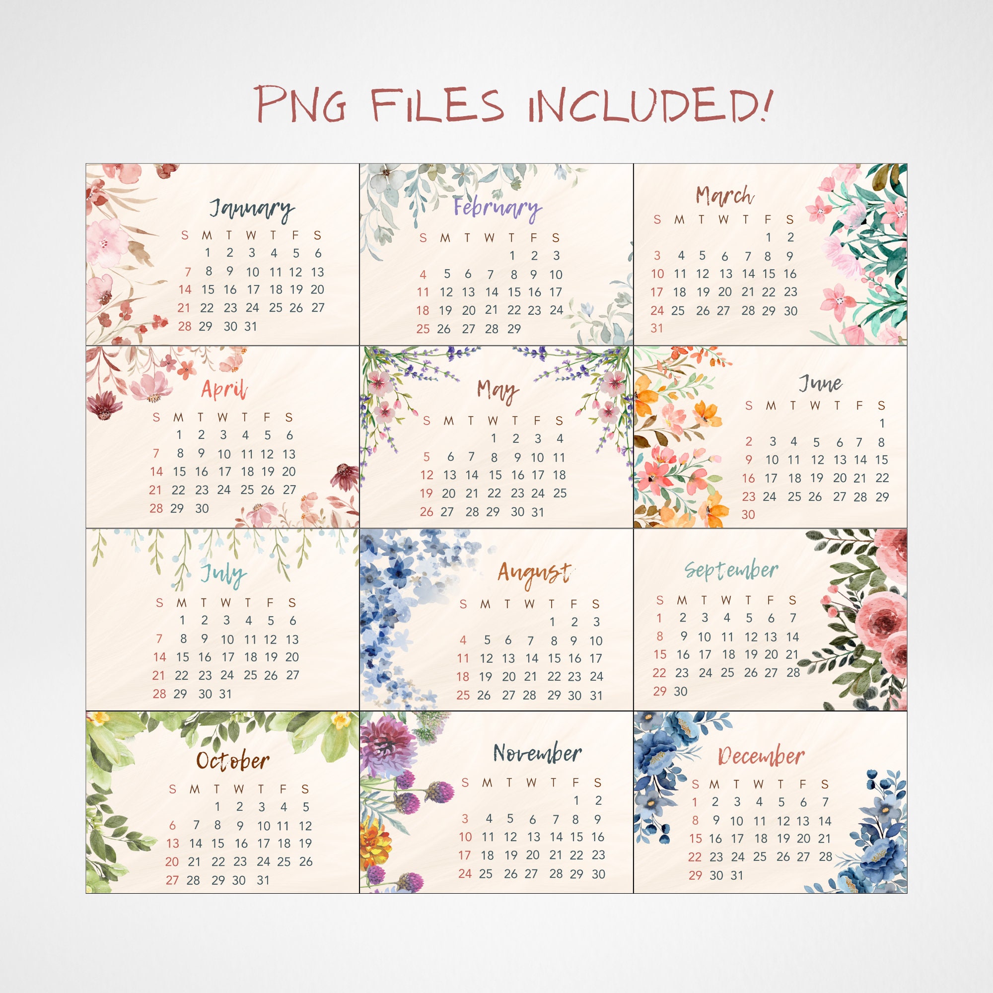 2024 Calendar Printable, Desk Calendar 2024, Wall Calendar, 2024 Year ...