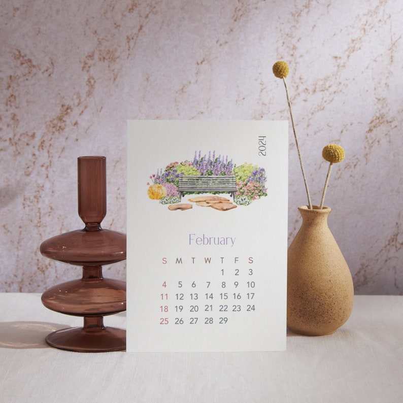Watercolor Calendar, 2024 Calendar Printable, Desk Calendar 2024, Wall ...