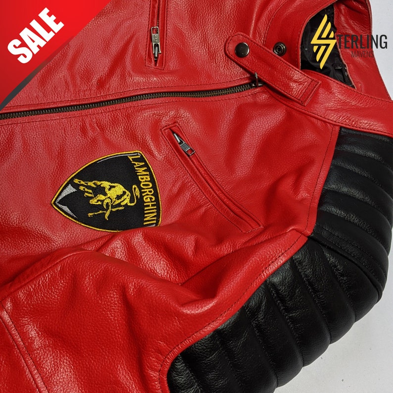 Lamborghini Racing Leather Jacket, F1 Nascar Racing Rare Vintage Red ...