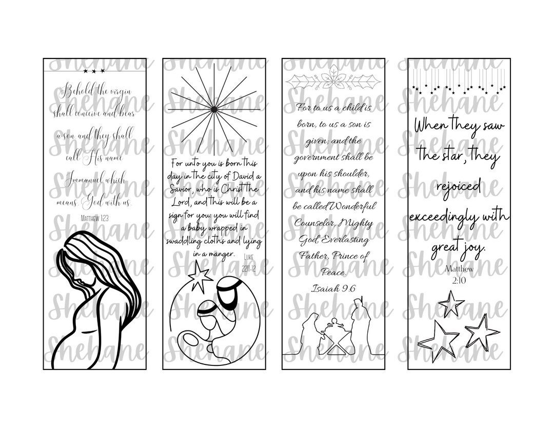 Christmas Bible Journaling, Bookmark, Bible Journaling Template, Bible ...