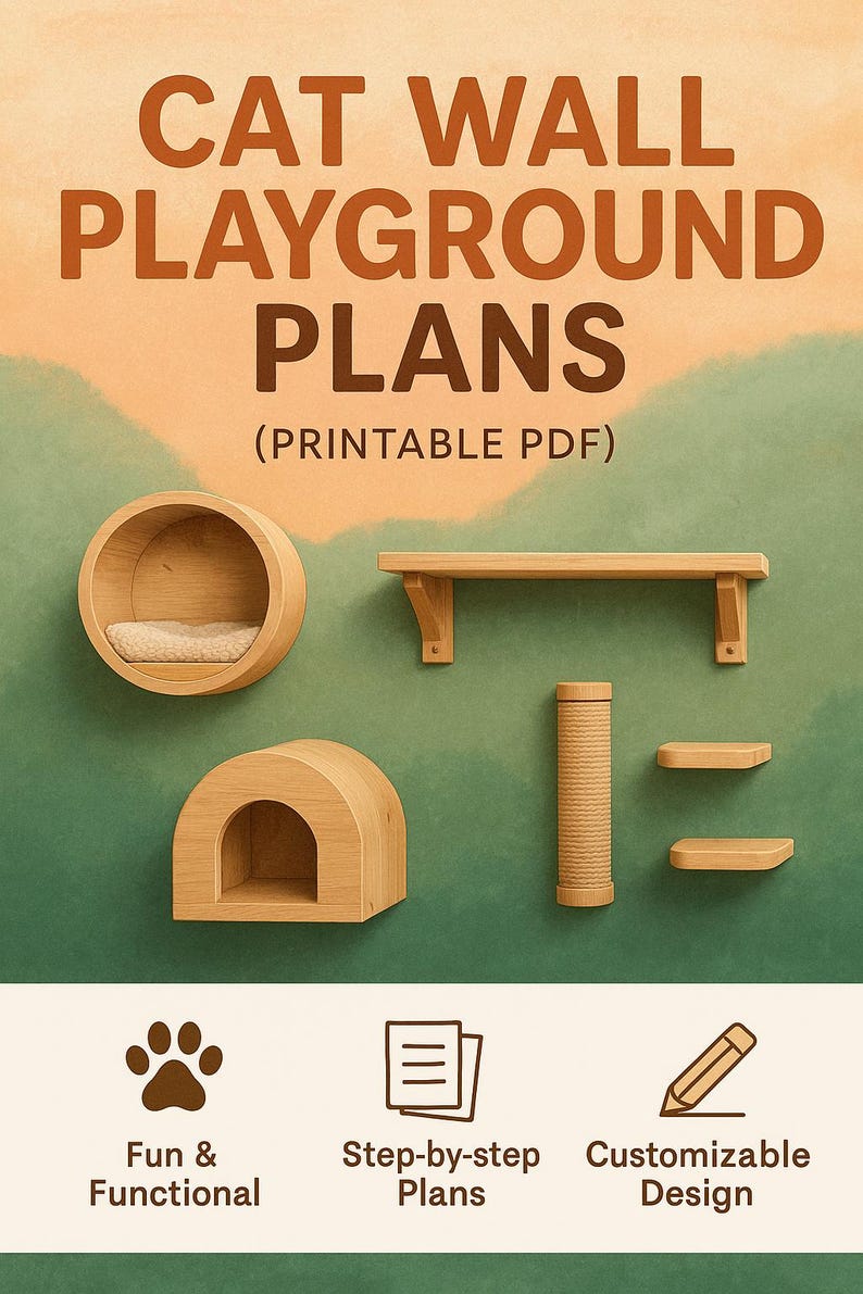 Cat Wall Playground Plans (PDF) – DIY Modular Cat Furniture, Climbing ...