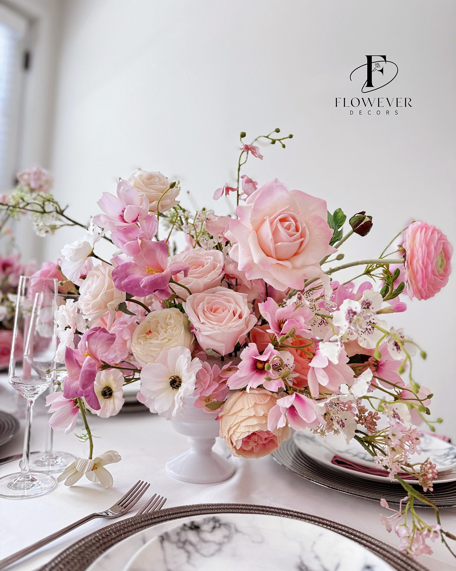 Romantic Pink Artificial Flower Reception Arrangements Centerpieces - Etsy