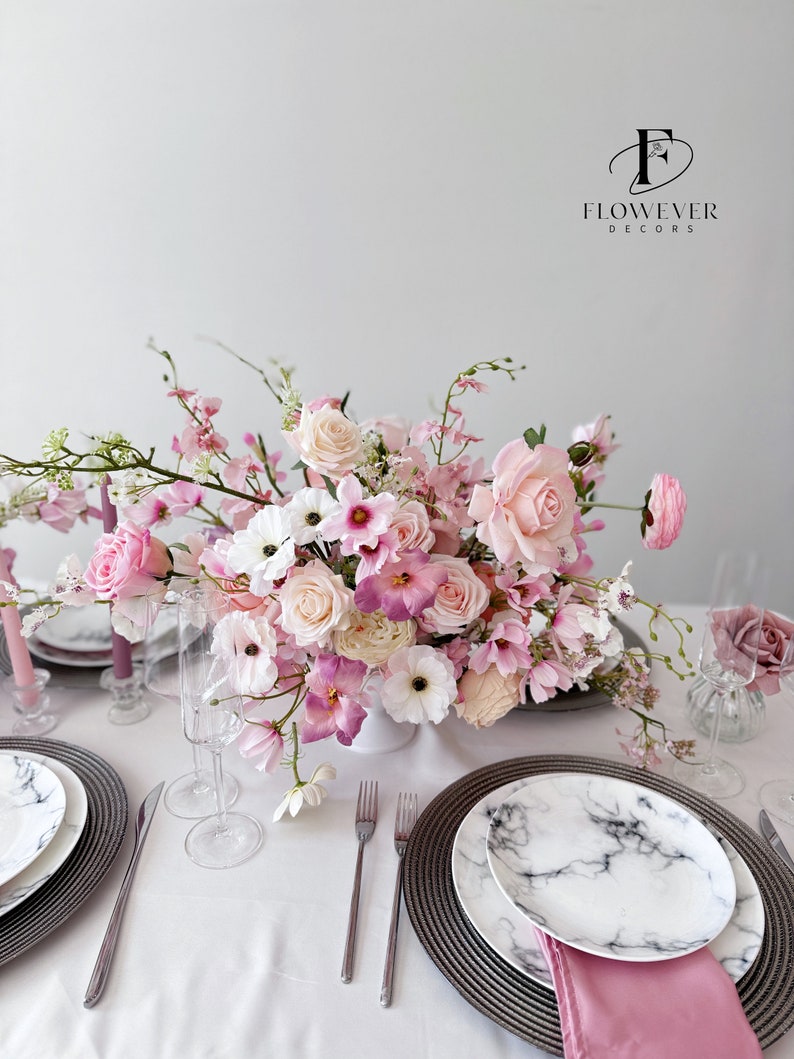 Romantic Pink Artificial Flower Reception Arrangements Centerpieces - Etsy