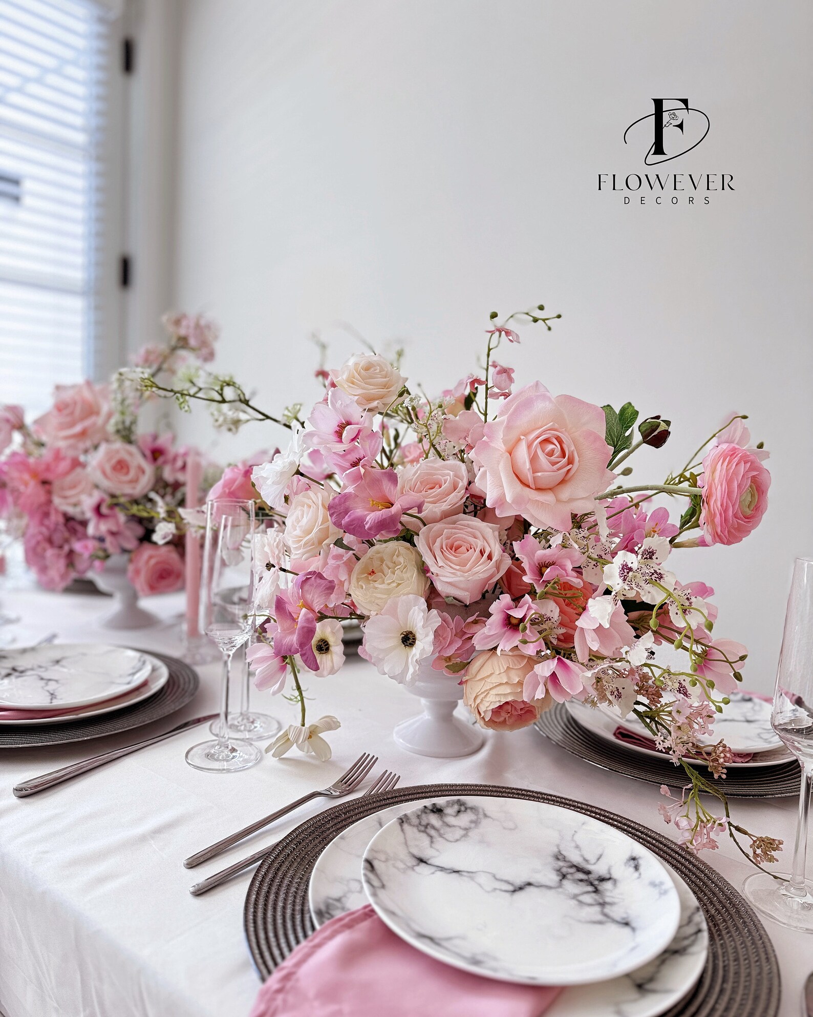 Romantic Pink Artificial Flower Reception Arrangements Centerpieces - Etsy