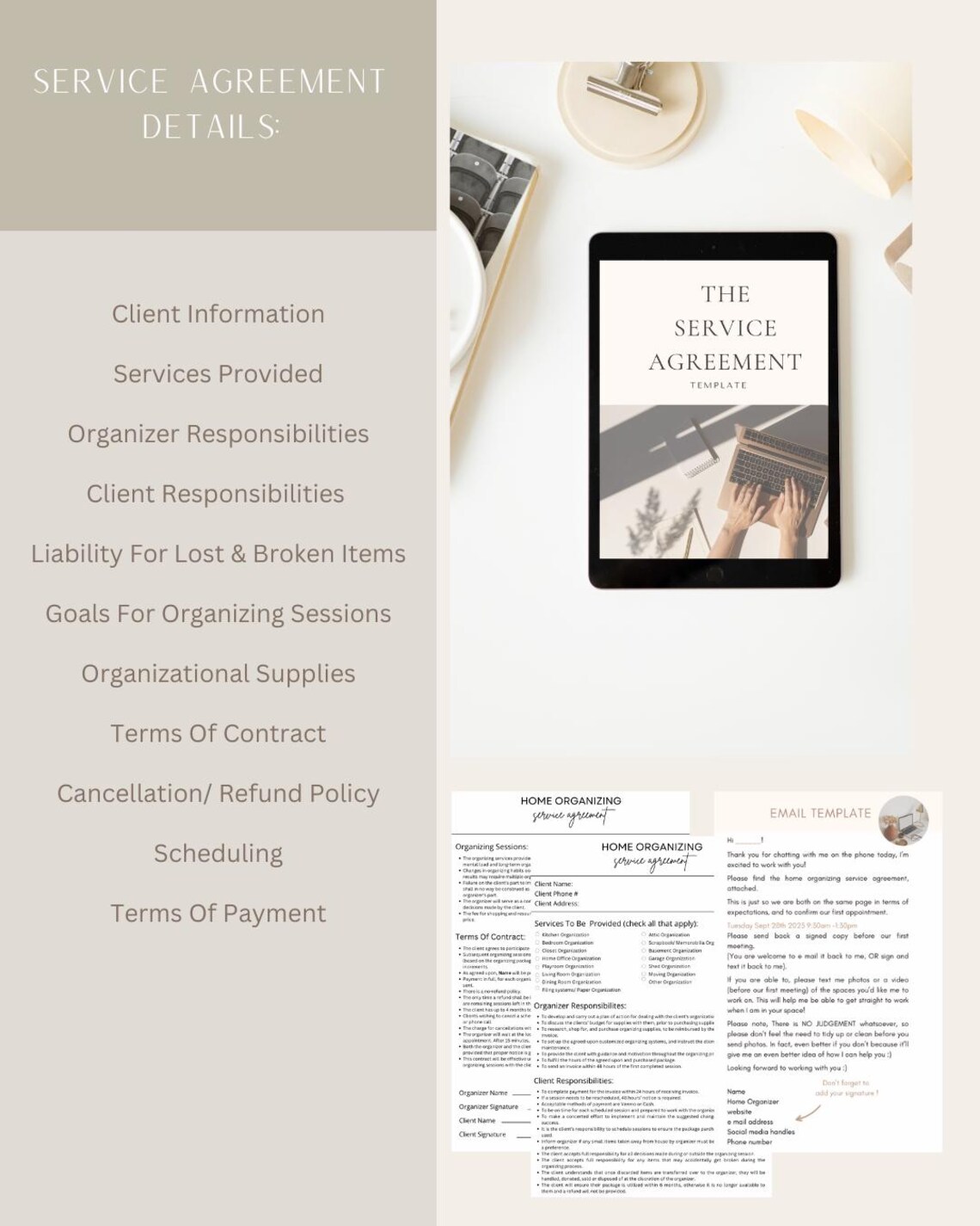 Service Agreement Template for Home Organizer Custom Contract for Home ...