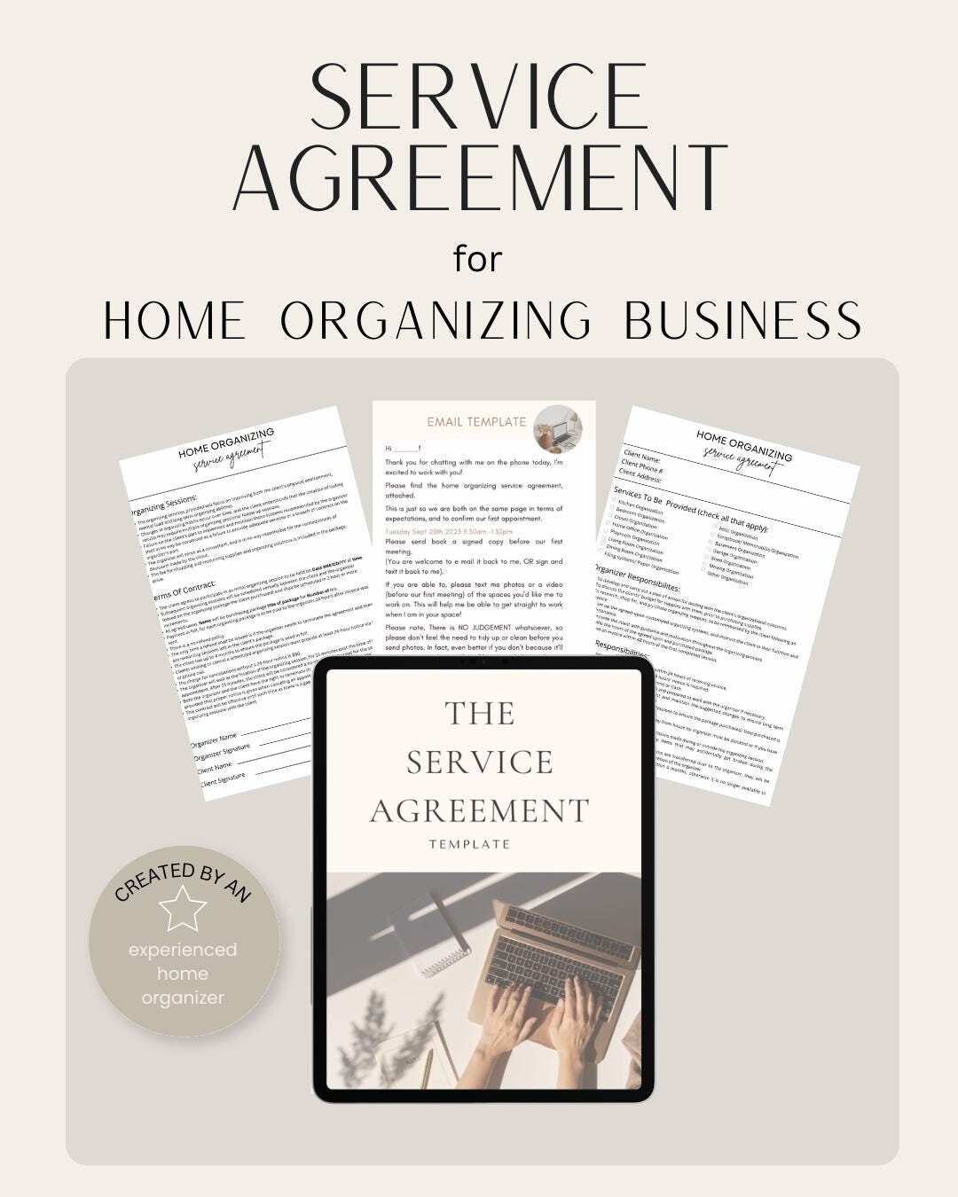 Service Agreement Template for Home Organizer Custom Contract for Home ...