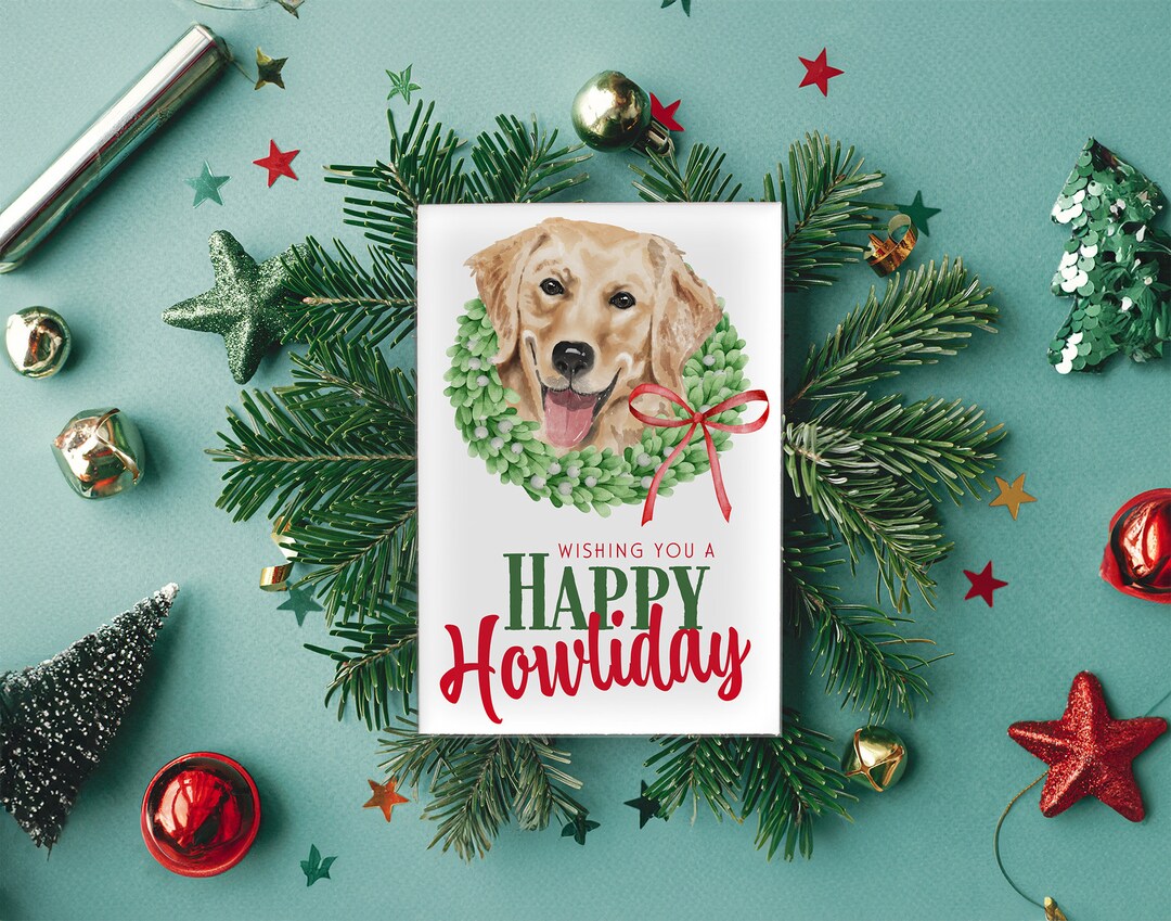 Personalized Dogs Holiday Card - Custom Photo Christmas Greeting for ...