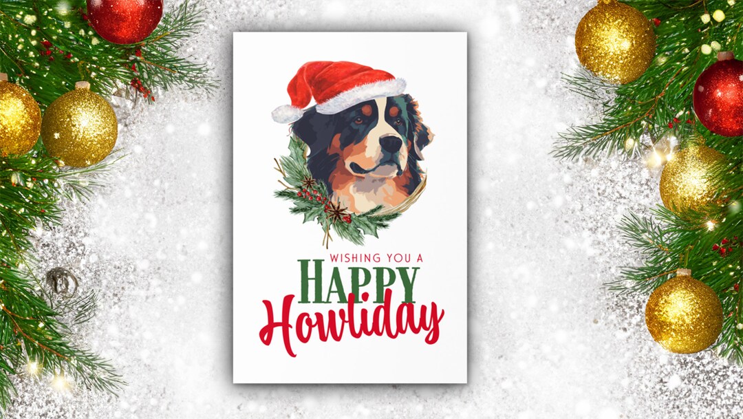Personalized Dogs Holiday Card - Christmas Greeting for Pet Lovers ...