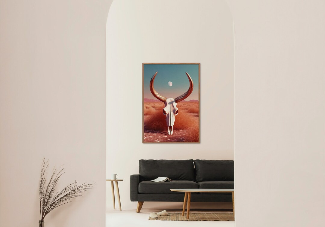 Cow Skull Art Print Desert Print Celestial Southwestern Wall Decor ...