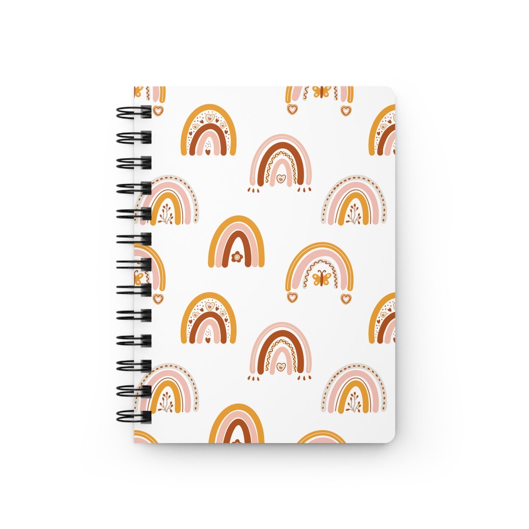 Boho Rainbow Spiral Notebook | Abstract Watercolor Cover | Versatile 5 ...