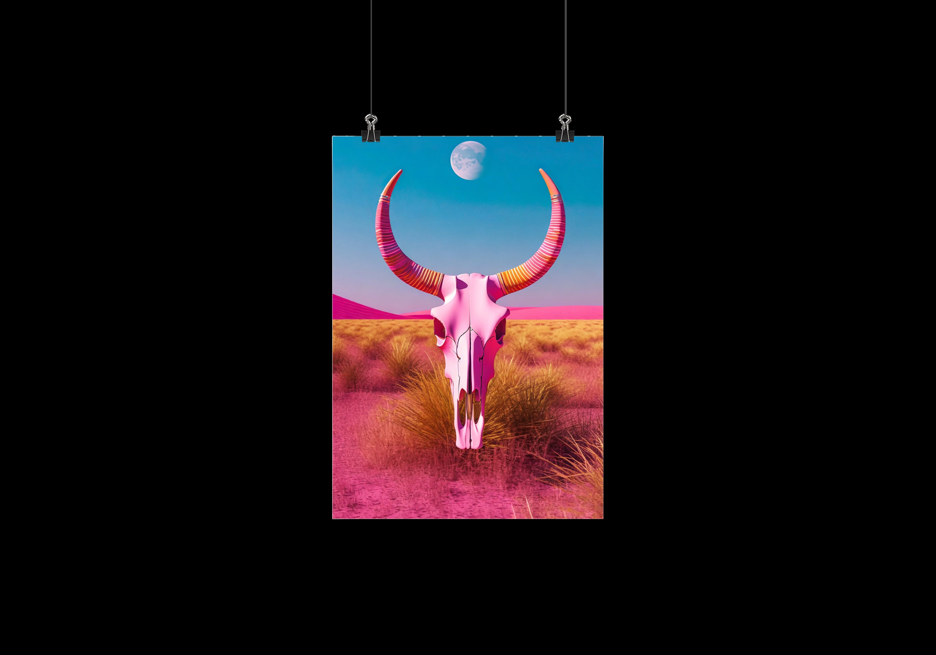 Cow Skull Art Print Trio Desert Print Celestial Southwestern Wall Decor ...