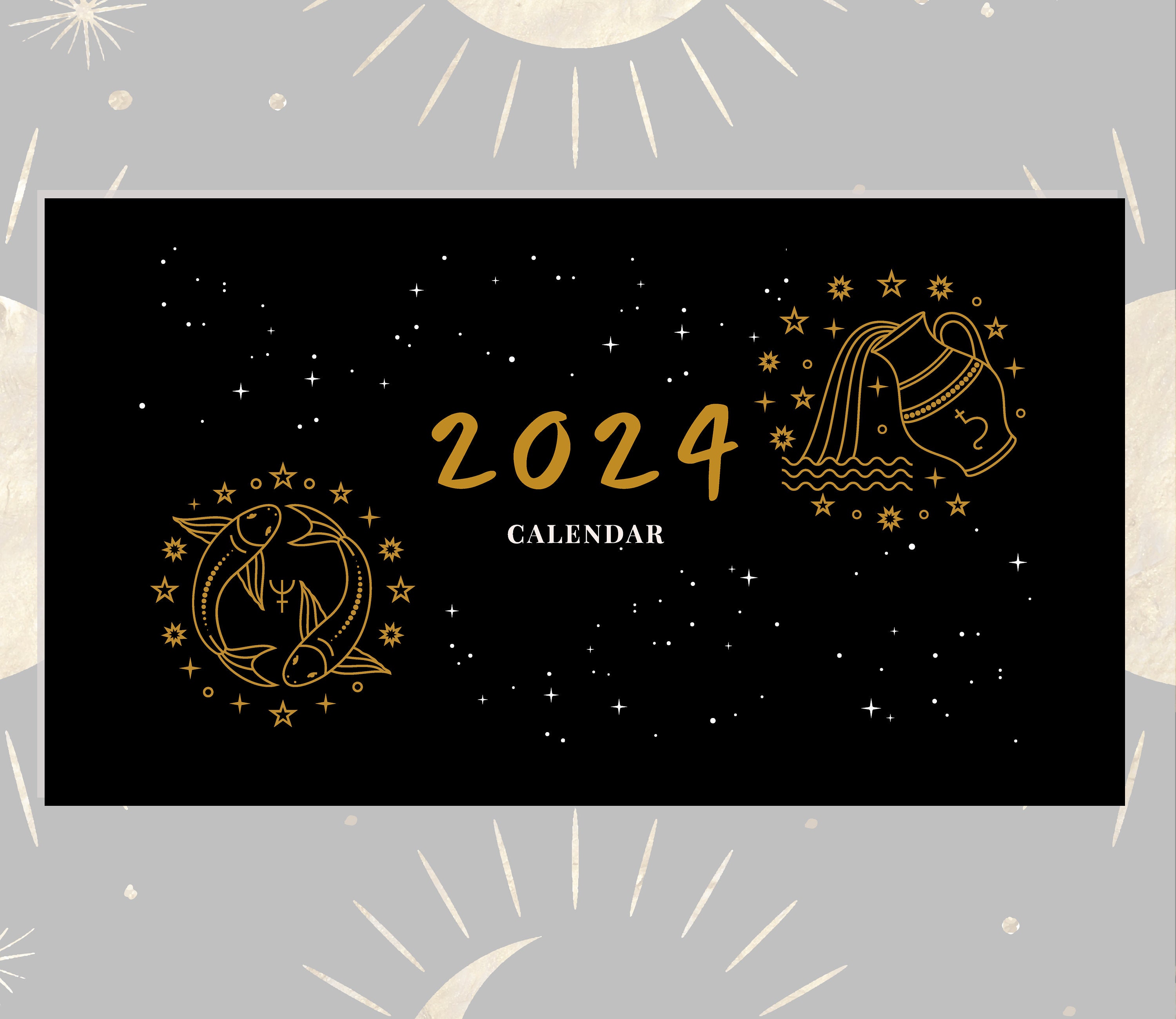 2024 Calendar Printable | Astrology Calendar | Astro Art Svg + Pdf ...
