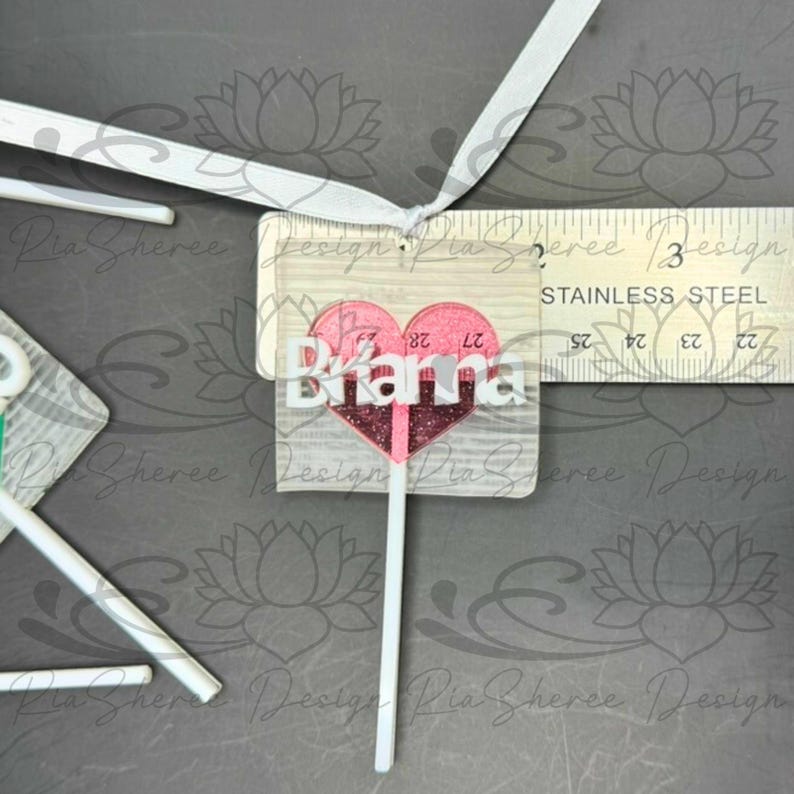 Personalized Acrylic Valentine's Day Heart Lollipop Sucker Name Tag - Etsy