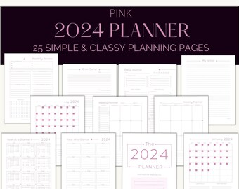 Hot Pink 2024 Printable Calendar - Etsy