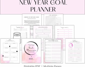Yearly Review New Year Plan Goal Setting Template, Printable, Goodnotes ...