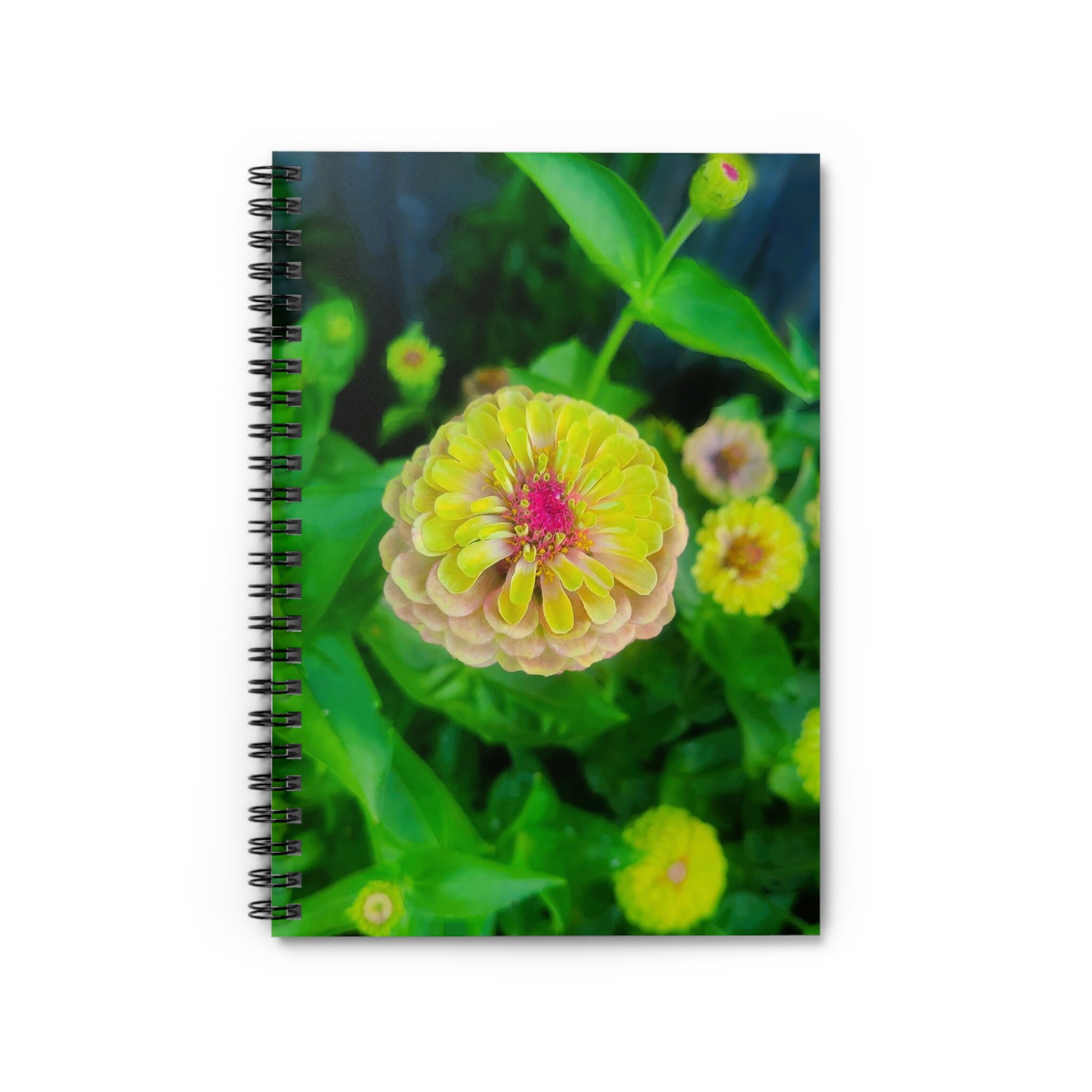 Lime Green and Blush Zinnia Spiral Notebook Ruled Line - Etsy