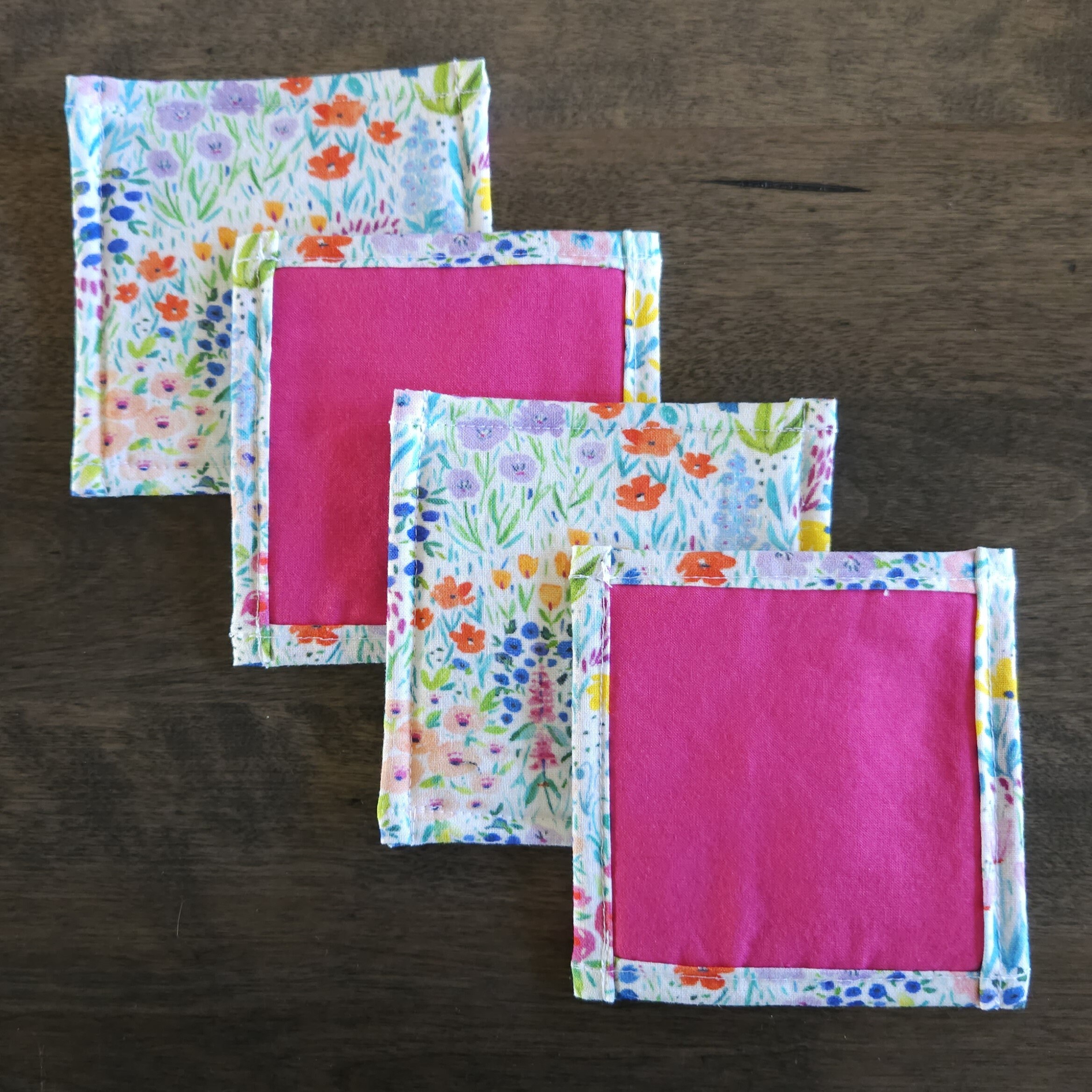 Multi-colored Fabric Coasters | Set of 4 | Reversible, Washable ...