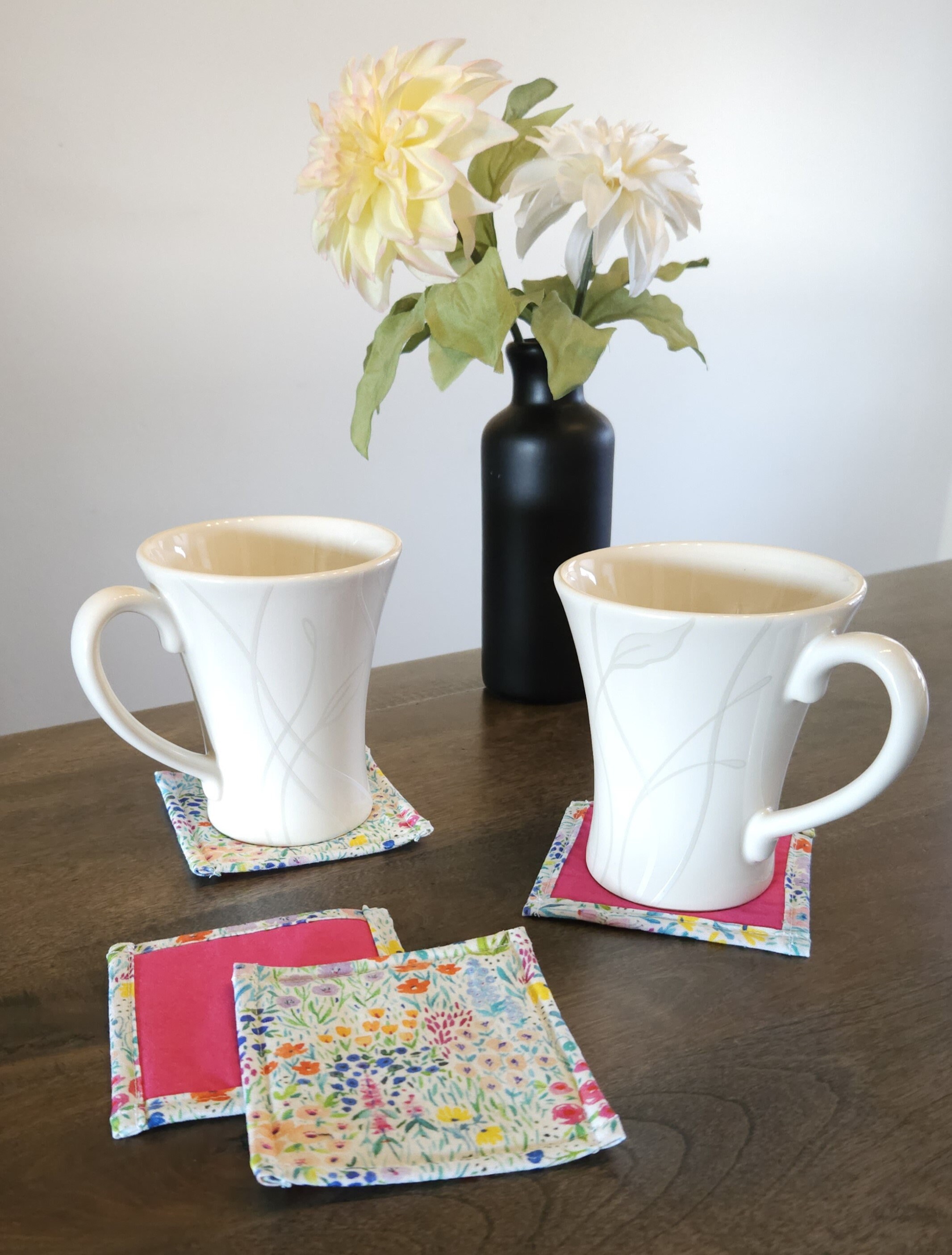 Multi-colored Fabric Coasters | Set of 4 | Reversible, Washable ...