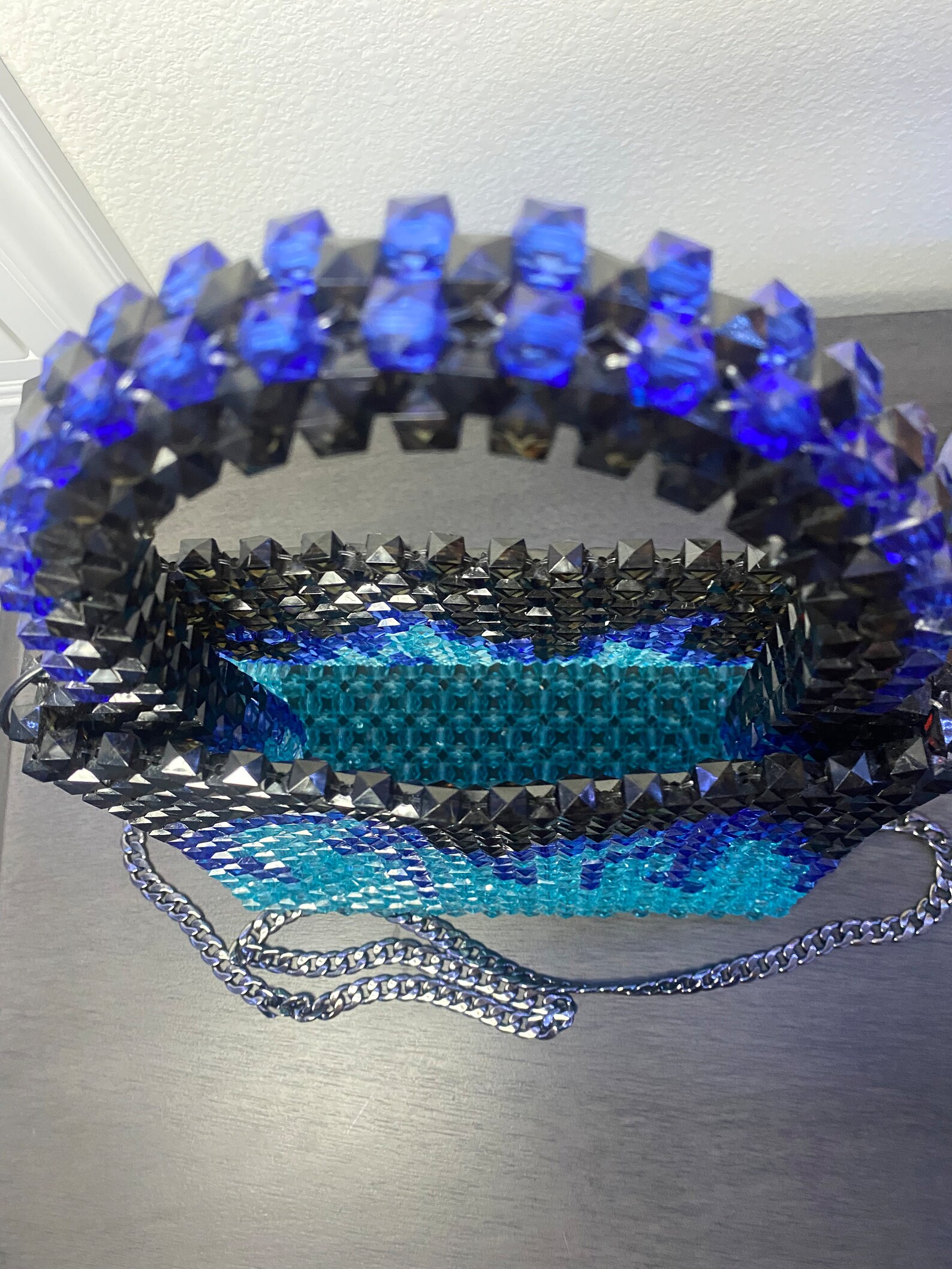 Handmade Medium Blue Flame Beaded Bag - Etsy