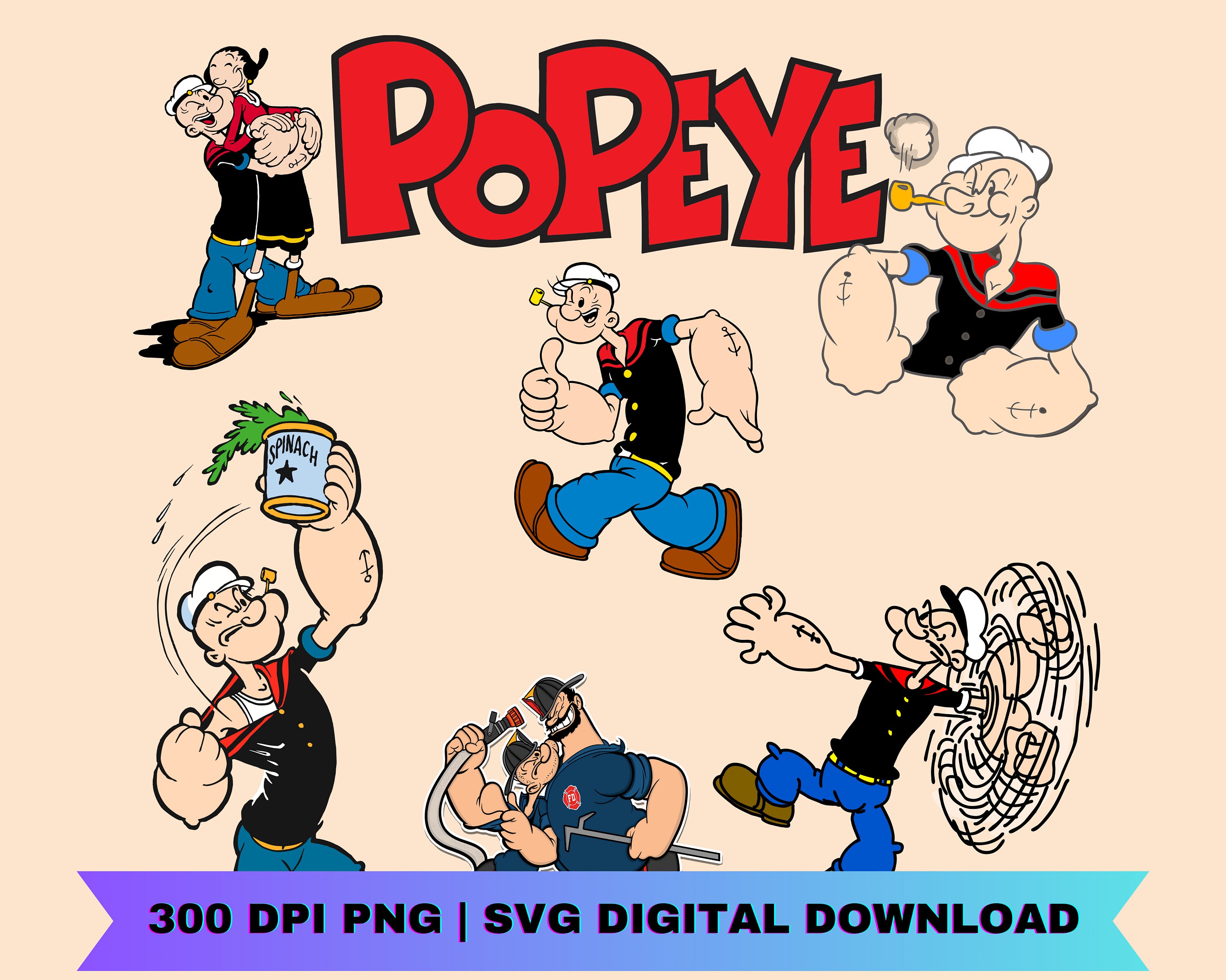 Bundle 20 PNG SVG Popeye the Sailor, Popeye the Sailor Man, the Sailor ...