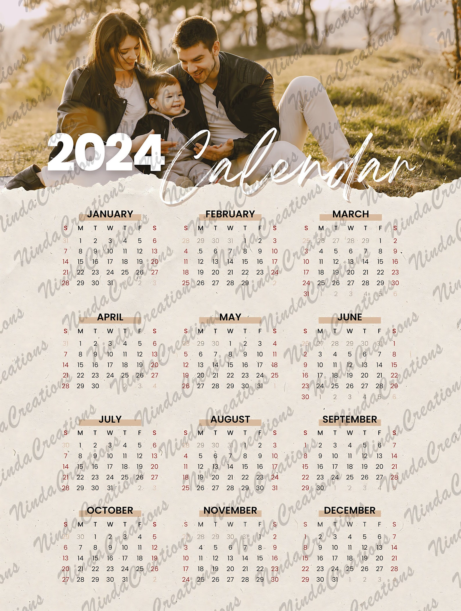 Printable Calendars, 3 Set of Calendar 2024, 2024 Calendars, Watercolor ...