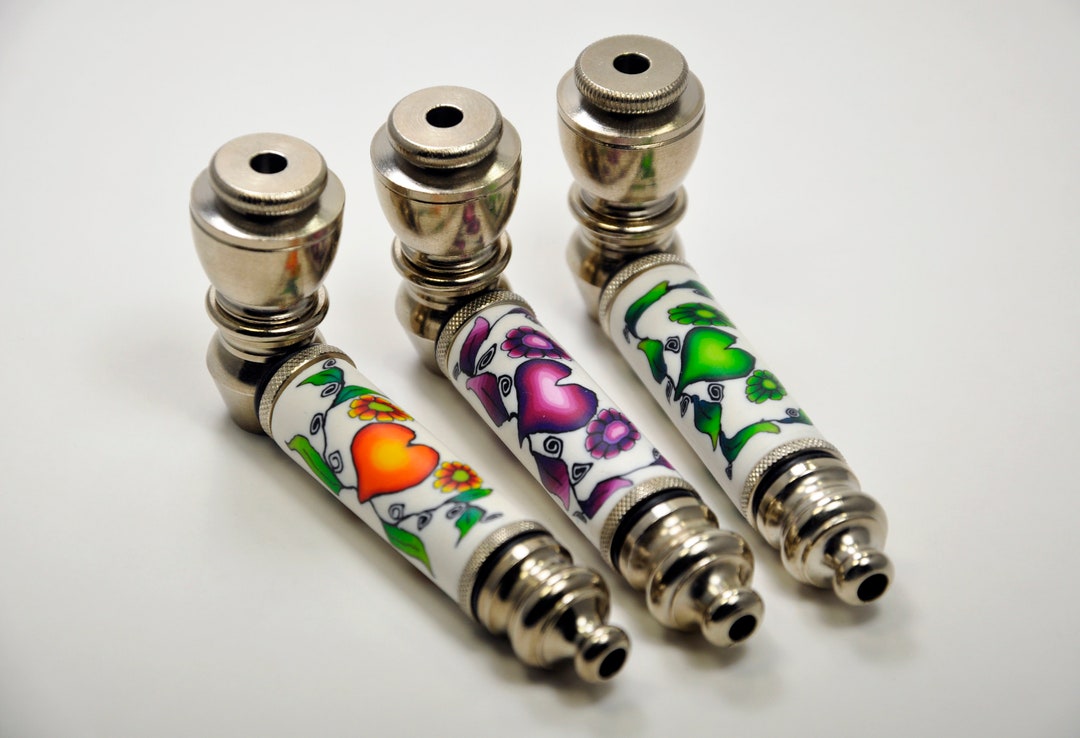 Metal Hand Pipe With A Heart-vine Fimo Design - Etsy