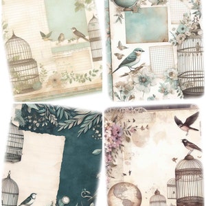 Birds World, Scrapbook Paper, Digital Printable Papers, Background, Non ...