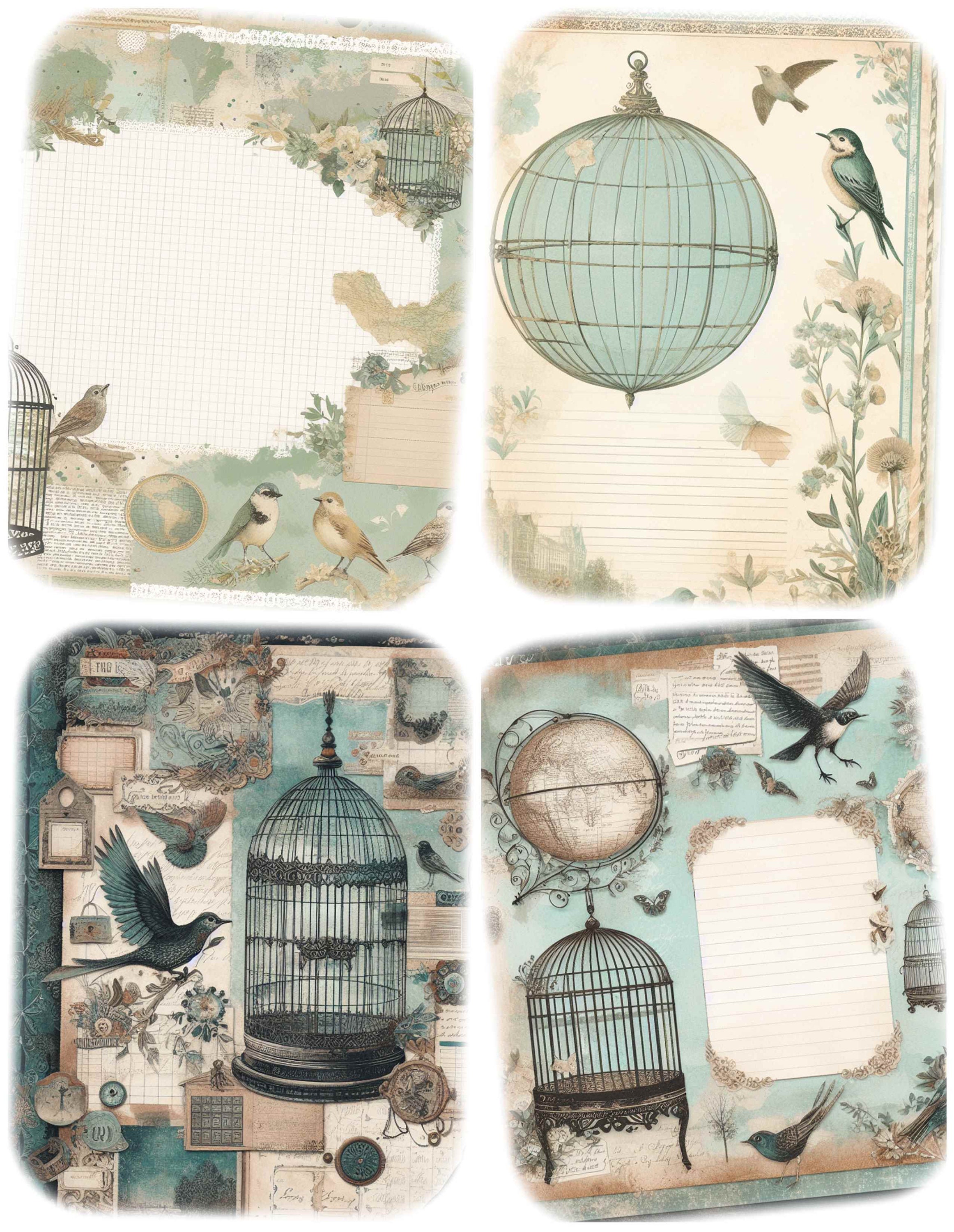 Birds World, Scrapbook Paper, Digital Printable Papers, Background, Non ...