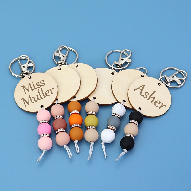 Personalized Teacher Tags, Name Tags and Keychains, Durable Beaded ...
