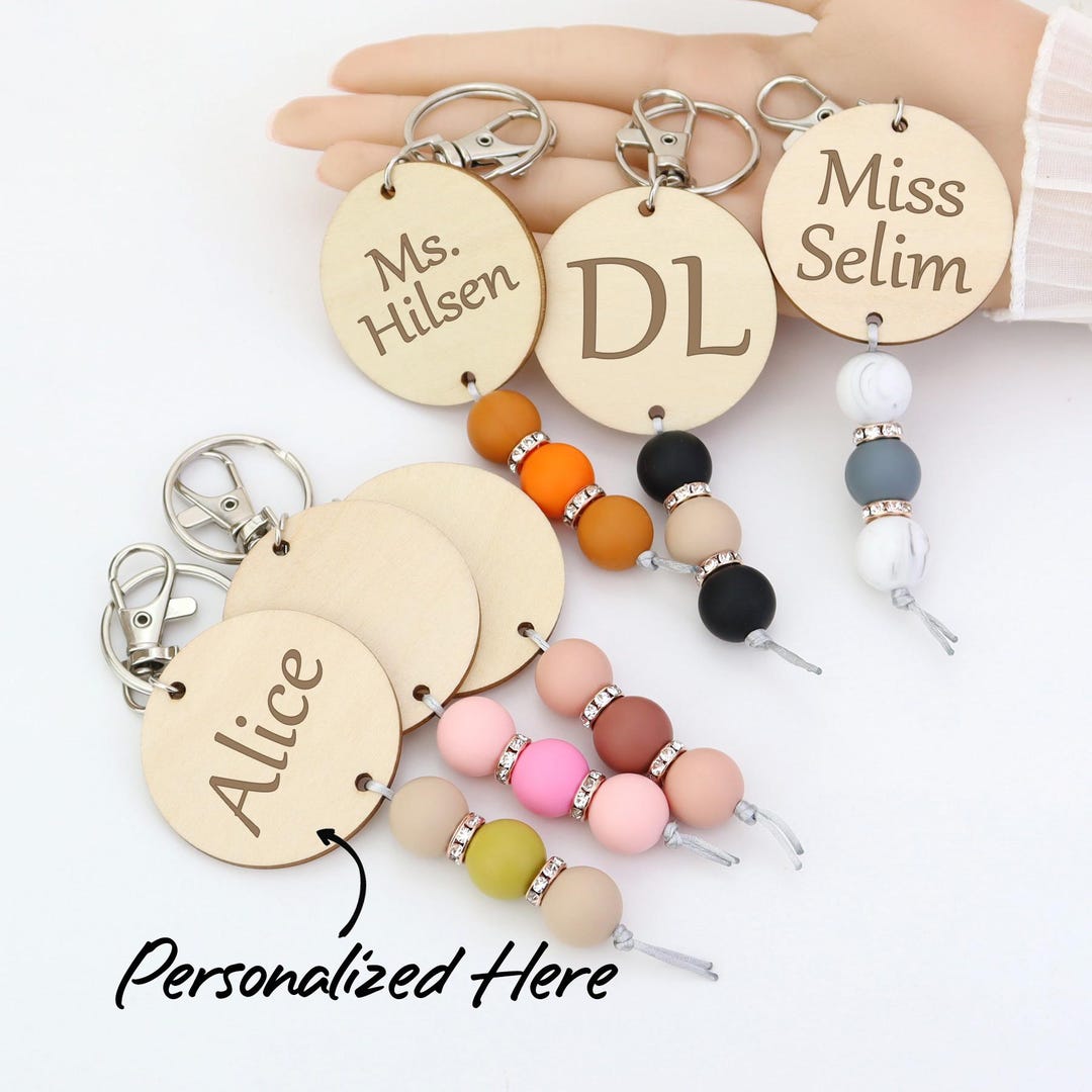 Personalized Teacher Tags, Name Tags and Keychains, Durable Beaded ...