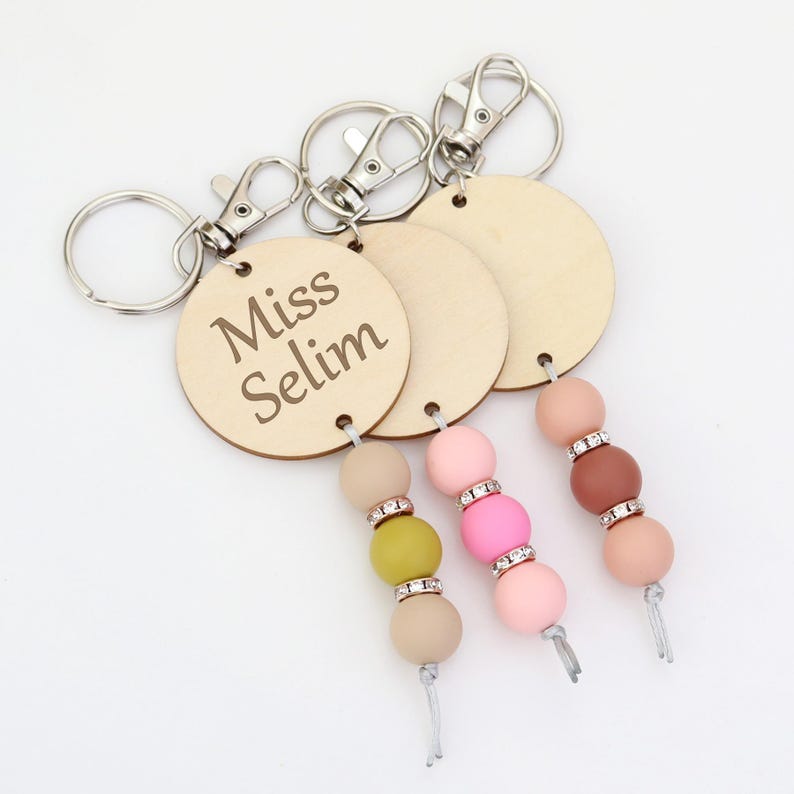 Personalized Teacher Tags, Name Tags and Keychains, Durable Beaded ...