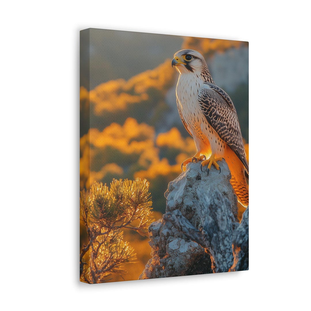Canvas Wrap, Falcon Bird Tree Mountain Landscape Wall Art Decor, Nature ...