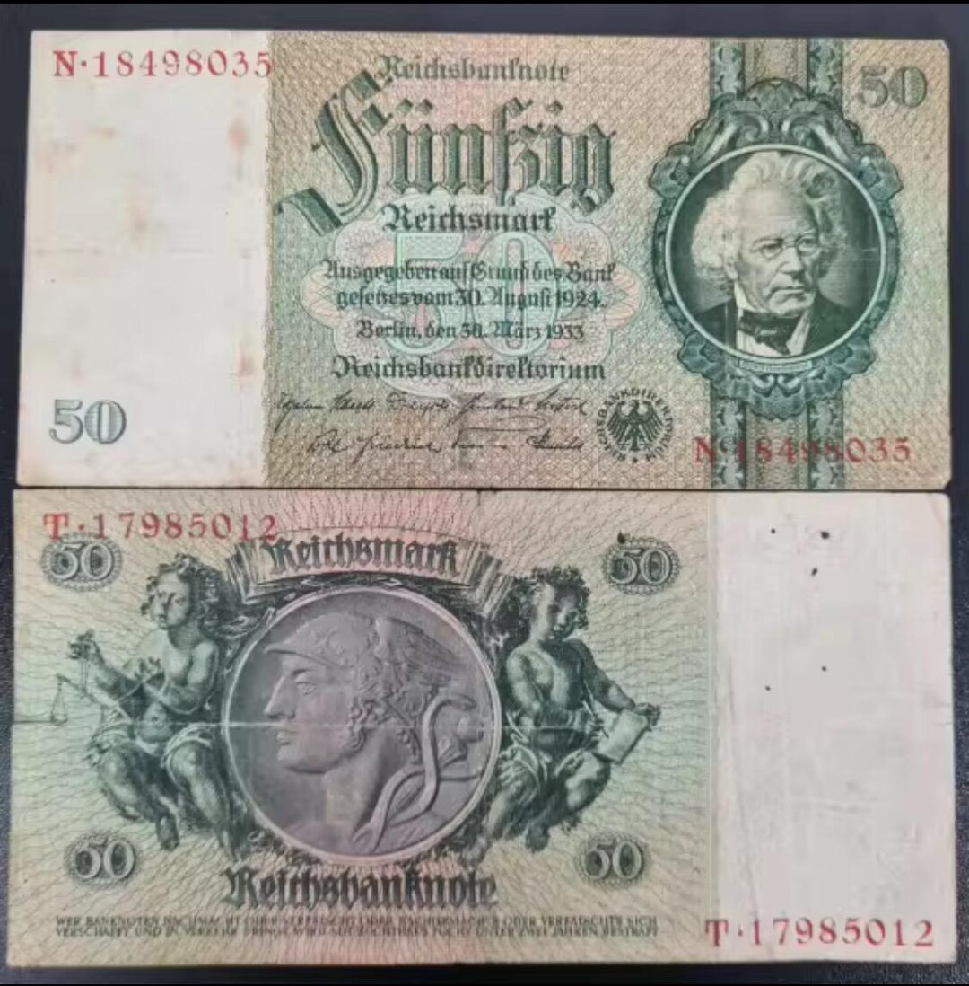 Rare Obsolete Antique Genuine 1933 Germany 50 Mark Bank Note Currency ...