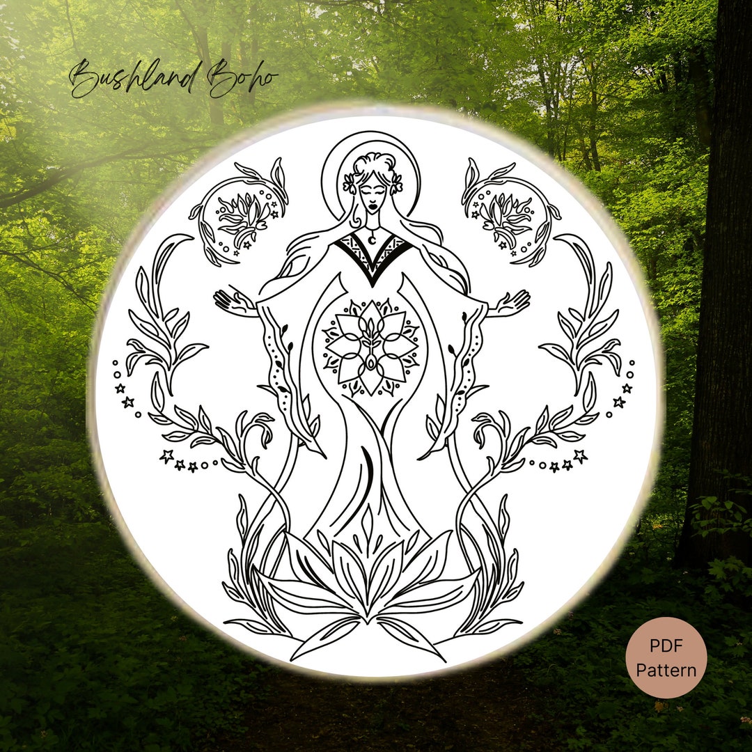 Divine Goddess Embroidery Pattern – Hand-embroidered Design (PDF ...